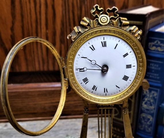Antique French Table Clock Brass Marble Use for Parts - Etsy