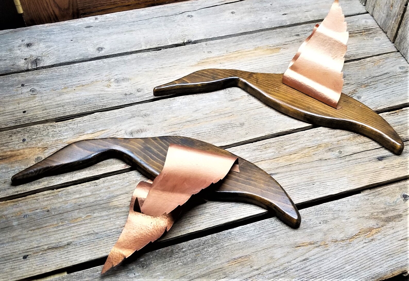 Mid Century Wood and Copper Flying Ducks Wall Decor Vintage - Etsy