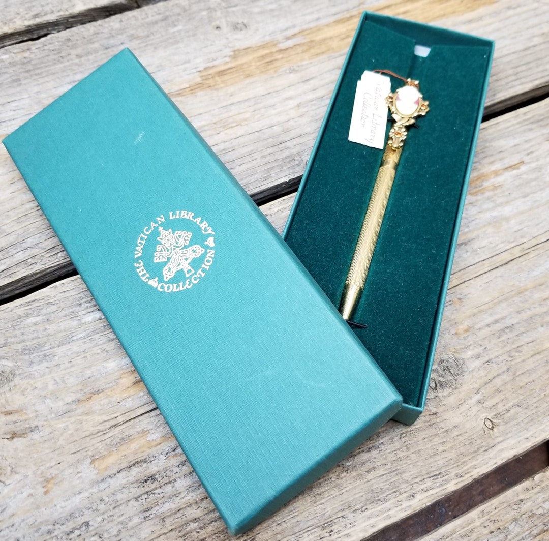 Vatican Library Collection Gold Pen With Box Saint Cameo Rhinestones - Etsy