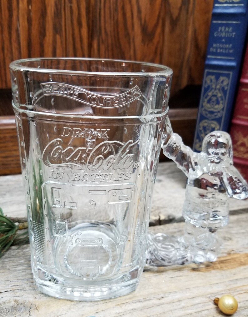 Coca Cola Clear Heavy Glass Santa Handle Mugs Set of 4 - Etsy