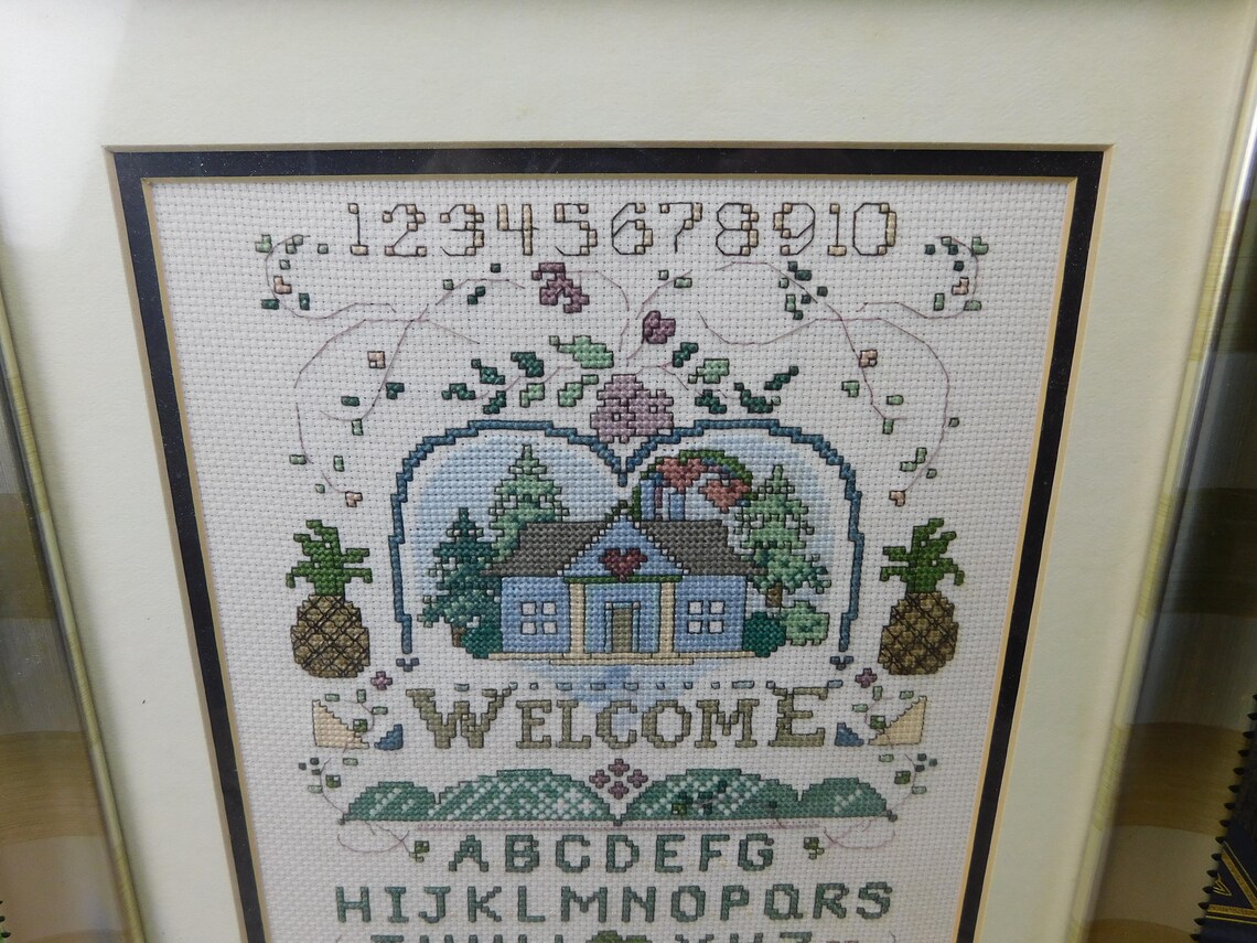 Vintage Counted Cross Stitch Welcome Sampler - Etsy
