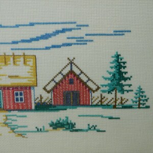 Vintage Cross Stitch Barn Scene in Wood Frame Barn, Out Building - Etsy