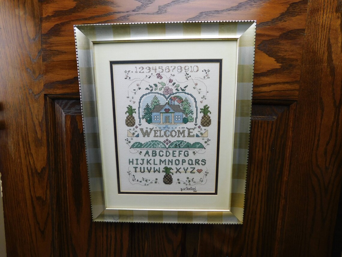 Vintage Counted Cross Stitch Welcome Sampler - Etsy