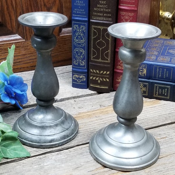 Pewter Candlesticks Colonial - Etsy
