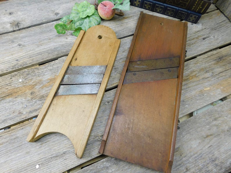 Set of 2 Antique Wood and Metal Slaw Cutters Cabbage Slicers | Etsy