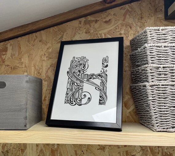 Alphabet Wall Art Hand Drawn Type Typography Illustration Print Glasgow ...