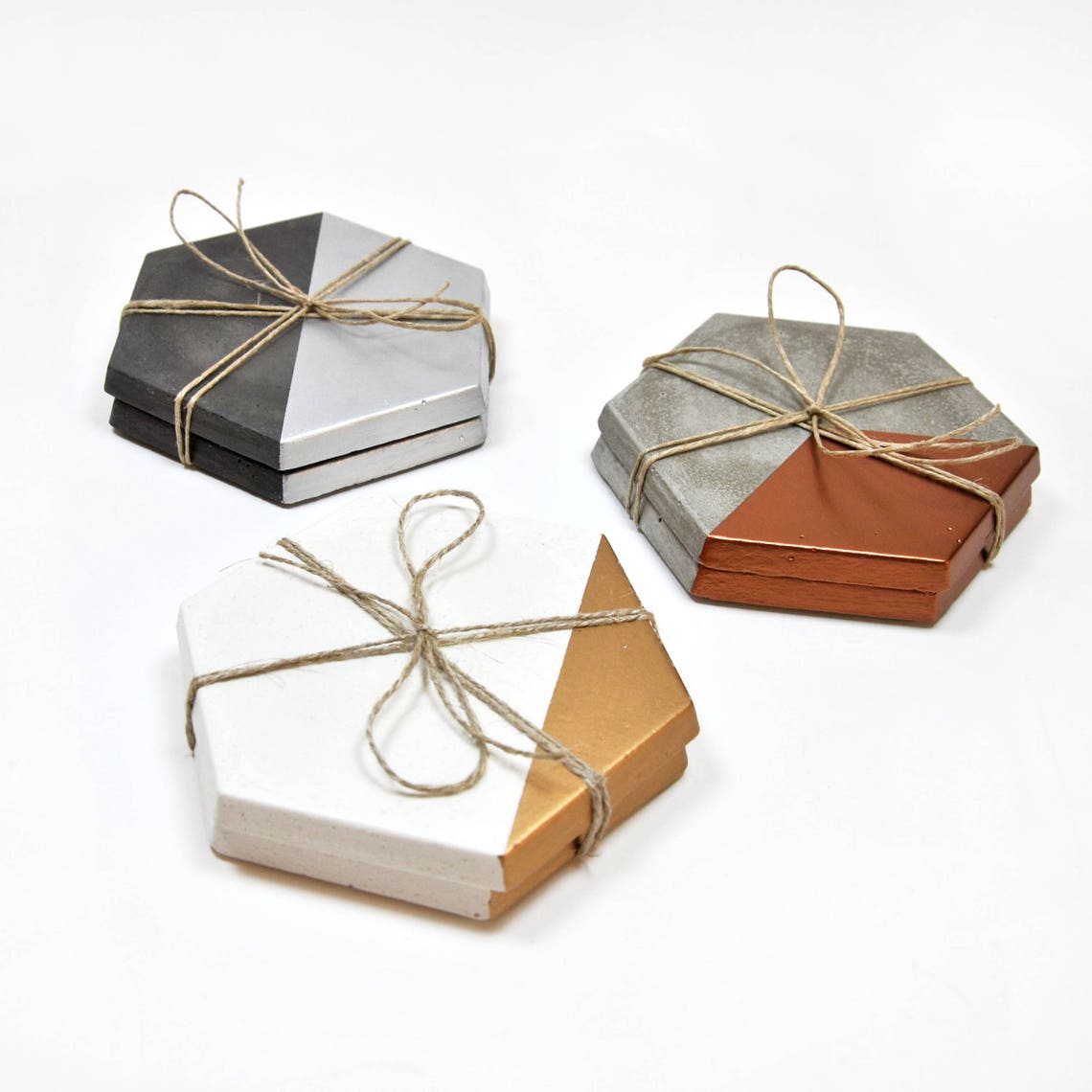 Modern Coasters Set of 2 Concrete Coasters Minimalist Cooper - Etsy