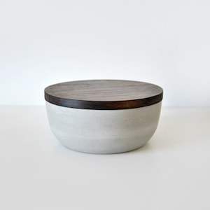 Concrete Storage Bowl With Wood Lid, Trinket Box, Minimalist Box, Beton ...