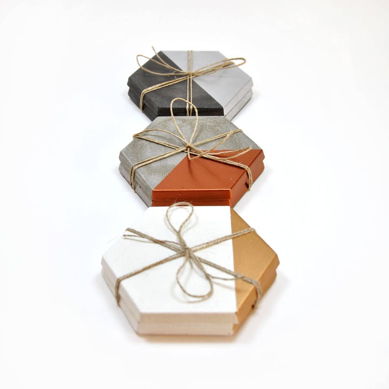 Modern Coasters Set of 2 Concrete Coasters Minimalist Cooper - Etsy