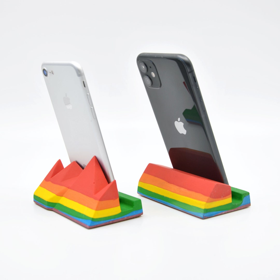 Rainbow Phone Holder LGBT, Phone Stand, Minimalist Jesmonite Phone ...