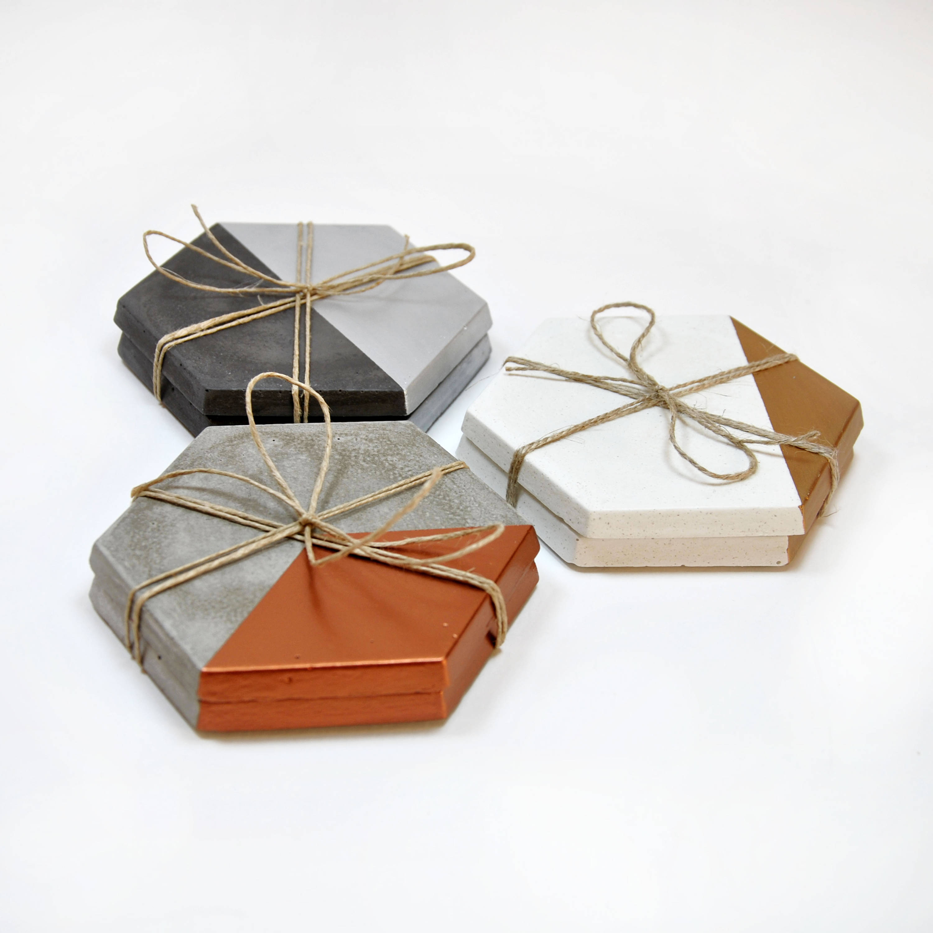 Concrete Coasters Modern Set of 6 Hexagon Cement Coasters | Etsy