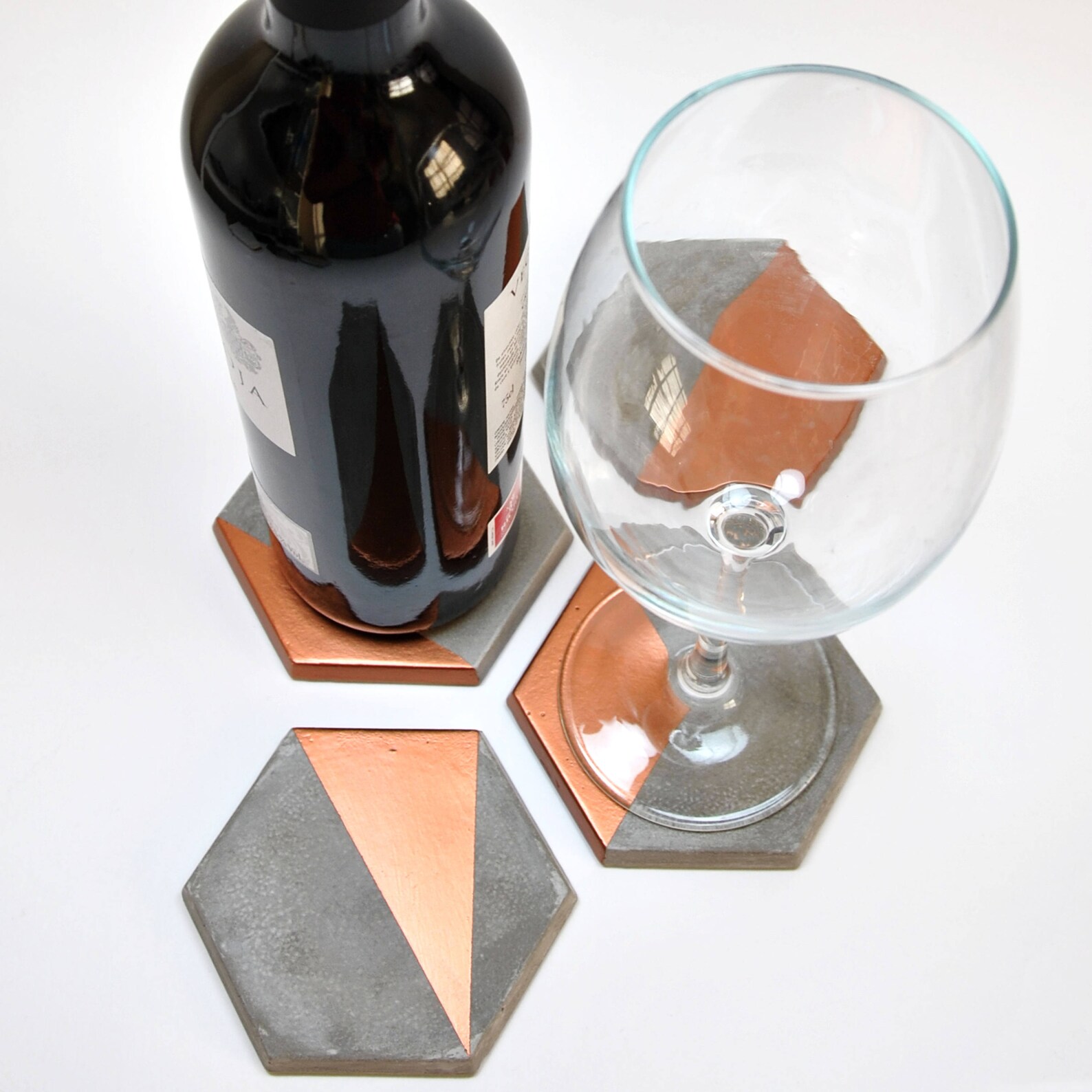 Concrete Coasters Modern Set of 6 Hexagon Cement Coasters | Etsy