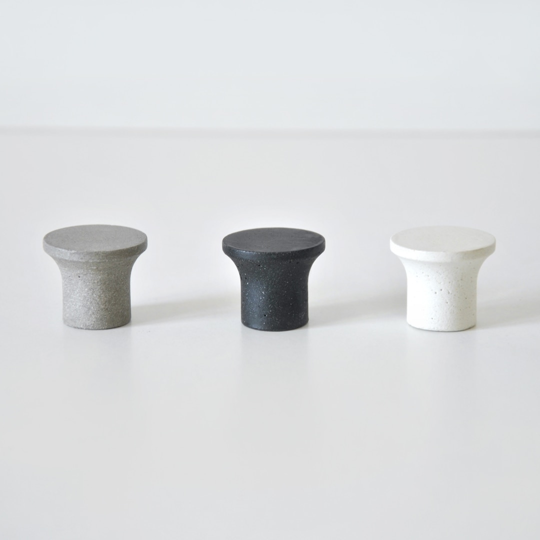 Modern Kitchen Cabinet Knob, Concrete Knob, Gray White and Black, Round ...