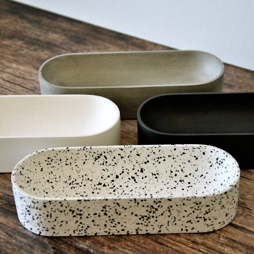 Concrete Jewelry Tray, Minimalist Tray, Terrazzo Trinket Tray, Home ...