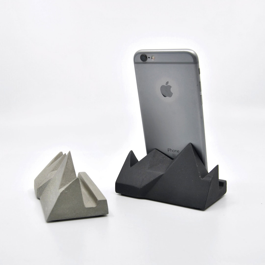 Modern Concrete Phone and Tablet Stand: Snowy Mountain Design - Etsy