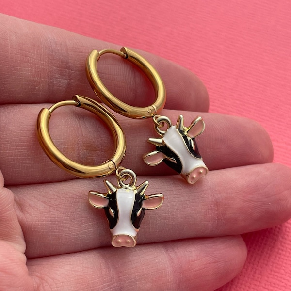 Cow Earrings - Etsy