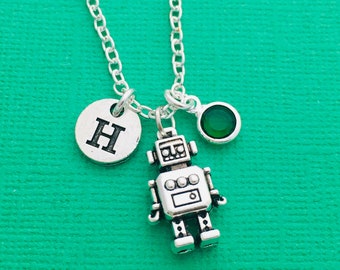 Robot Necklace Miniblings 80cm Machine Computer Scifi Silver - Etsy
