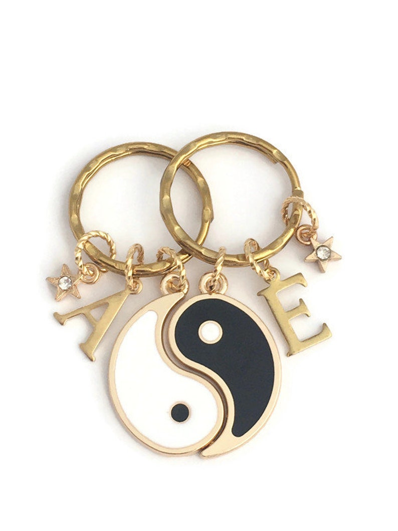 Yin Yang Keyrings Gold Ying Yang Keychains Best Friend Set - Etsy
