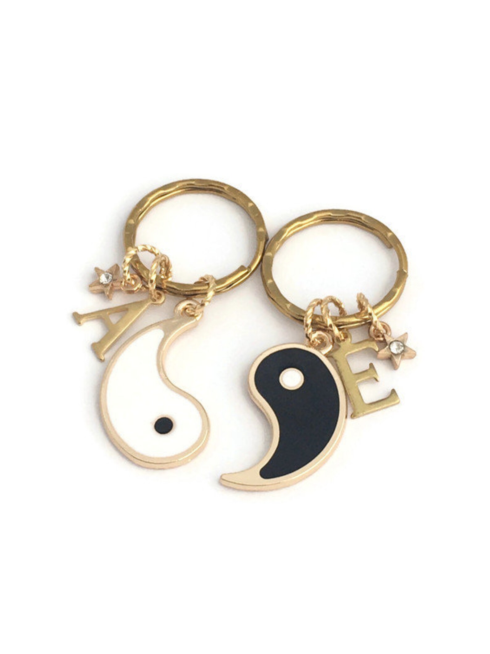 Yin Yang Keyrings Gold Ying Yang Keychains Best Friend Set - Etsy