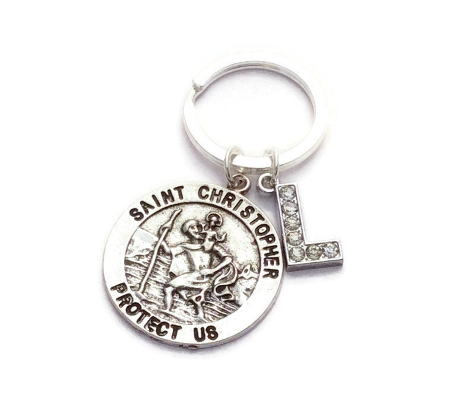 Saint Christopher Medallion Keychain St Christopher Protect - Etsy