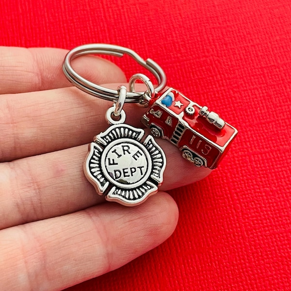 Fire Truck Keychain - Etsy