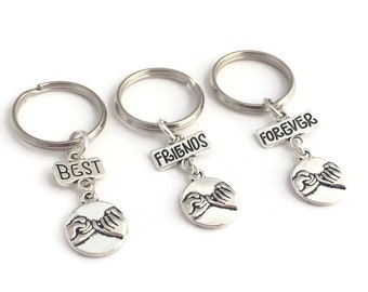 3 Best Friend Keychains Moving Away Gift Pinky Promise | Etsy