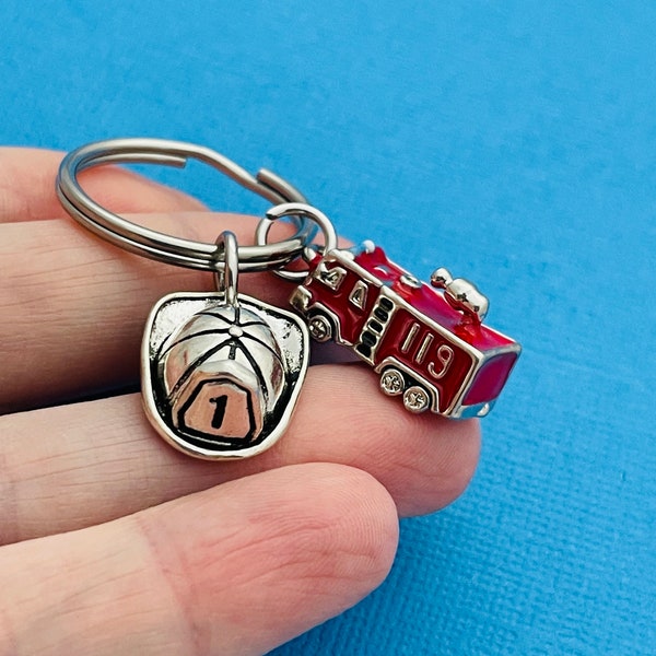 Firefighter Keychain - Etsy