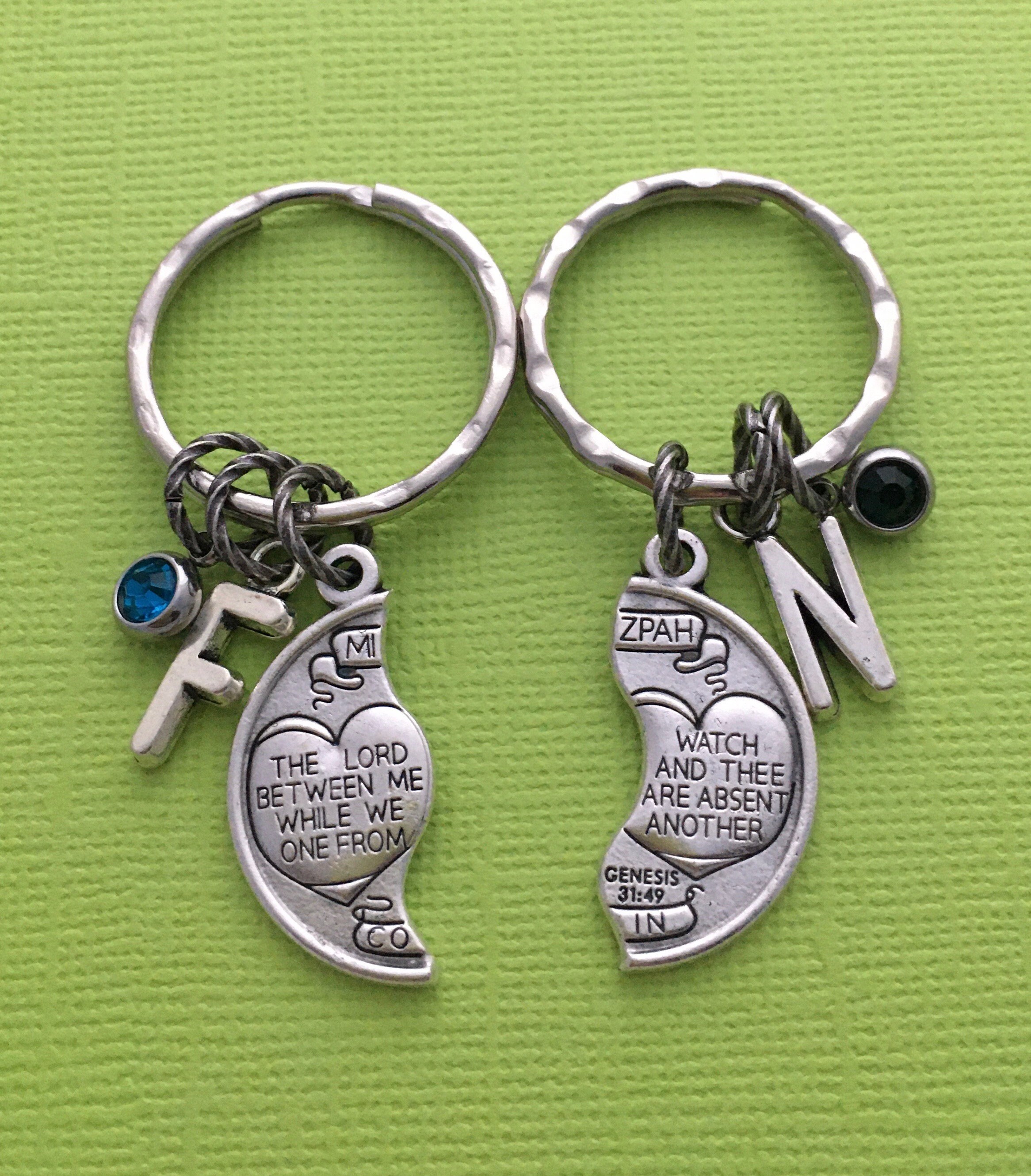 Religious Keyrings Mizpah Coin Keychains Mizpah Jewelry - Etsy UK