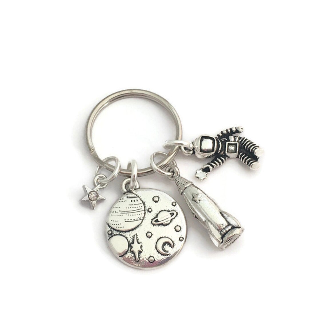 Space Keyring Astronaut Keychain Galaxy Gifts Astronomy - Etsy