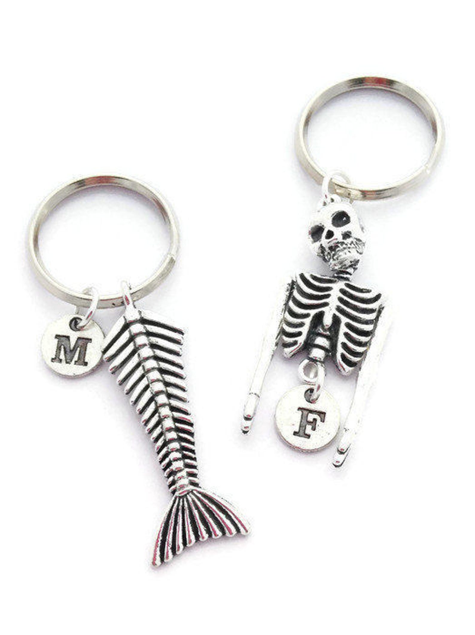 Mermaid Skeleton Keychains Set of 2 Keyrings Gothic - Etsy
