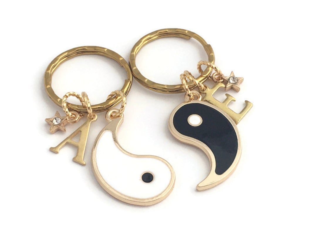 Yin Yang Keyrings, Gold Ying Yang Keychains, Best Friend Set ...