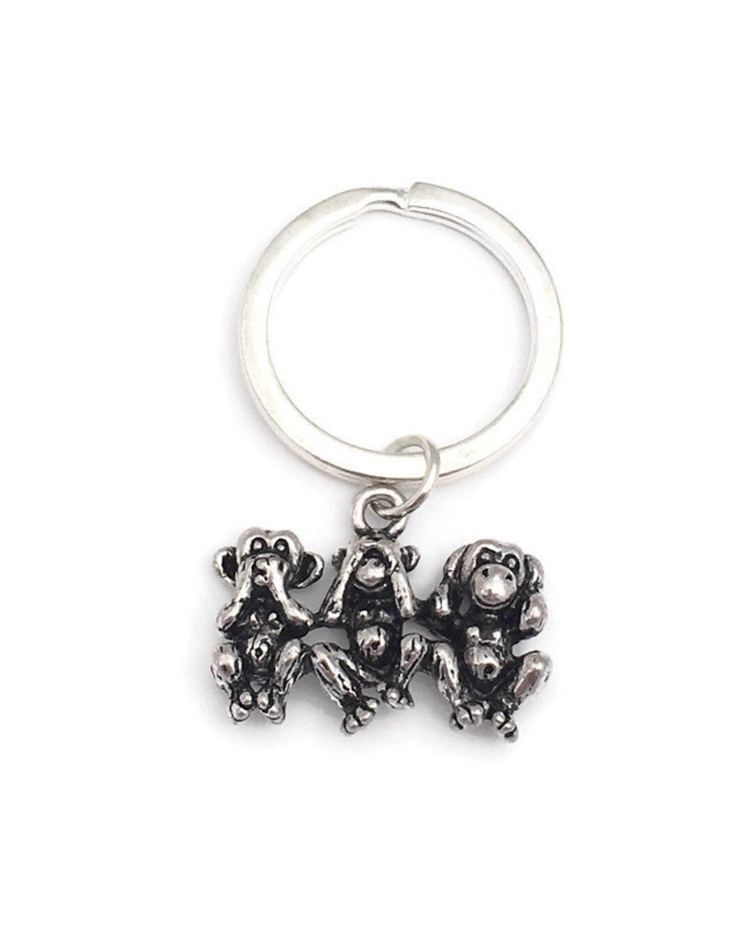 Three Wise Monkeys Keychain, 3 Monkeys Keyring, See No Evil, Speak No ...