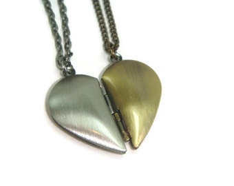 Best Friends Necklace My Other Half Heart Locket Necklace Set - Etsy