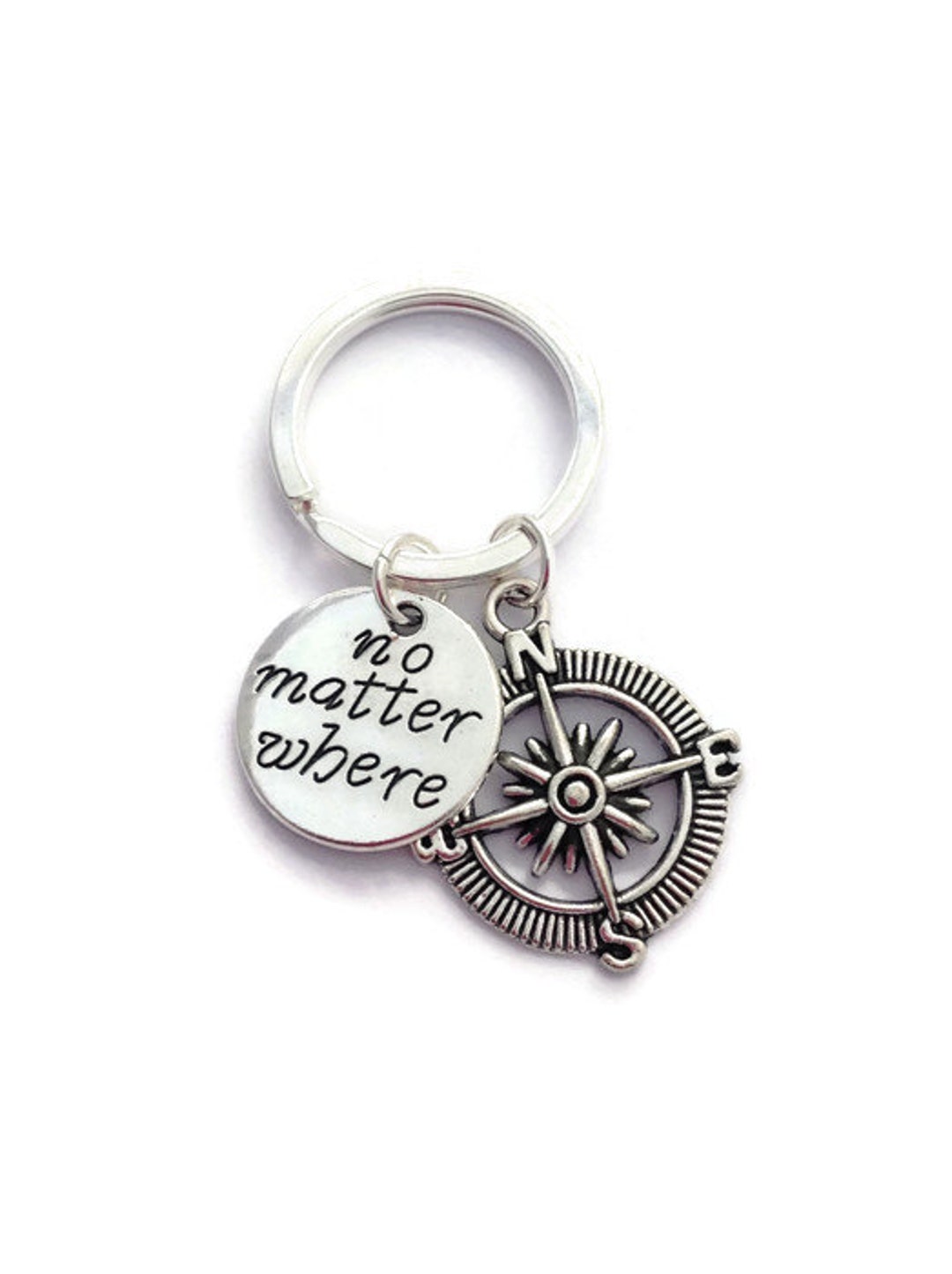 No Matter Where Keychain, Compass Keyring, Long Distance Relationship ...