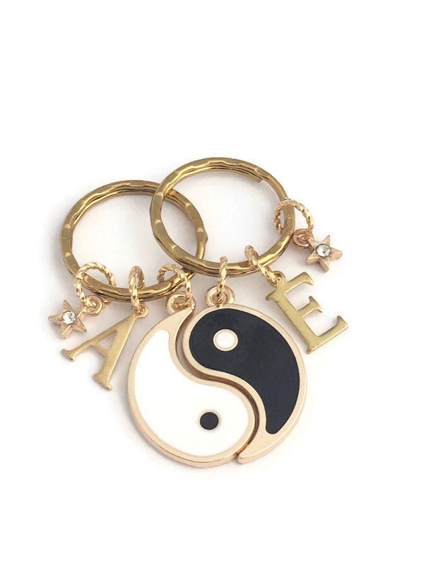 Yin Yang Keyrings Gold Ying Yang Keychains Best Friend Set - Etsy