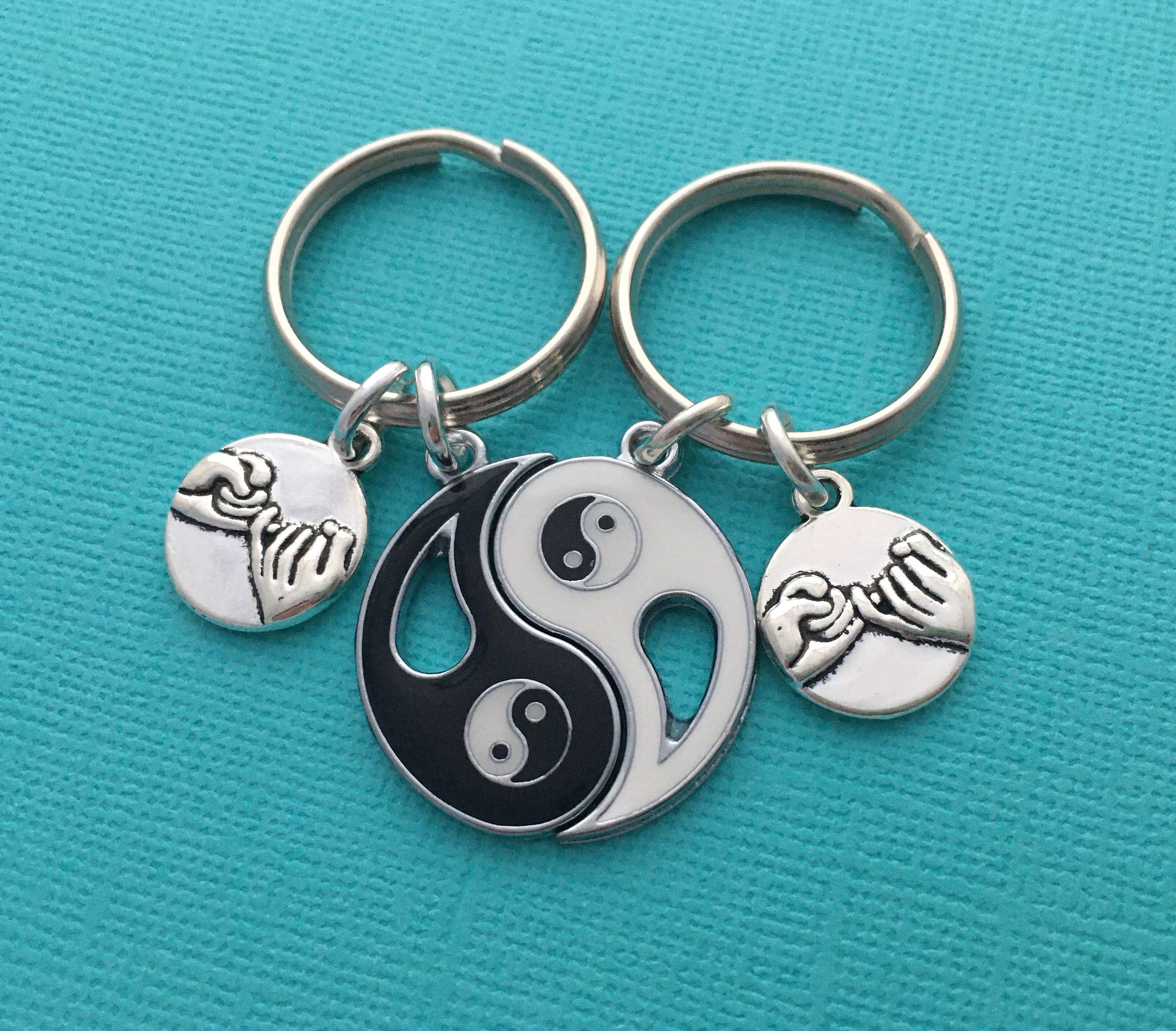 Yin Yang Keyrings Pinky Promise Keychains Best Friends Gift | Etsy