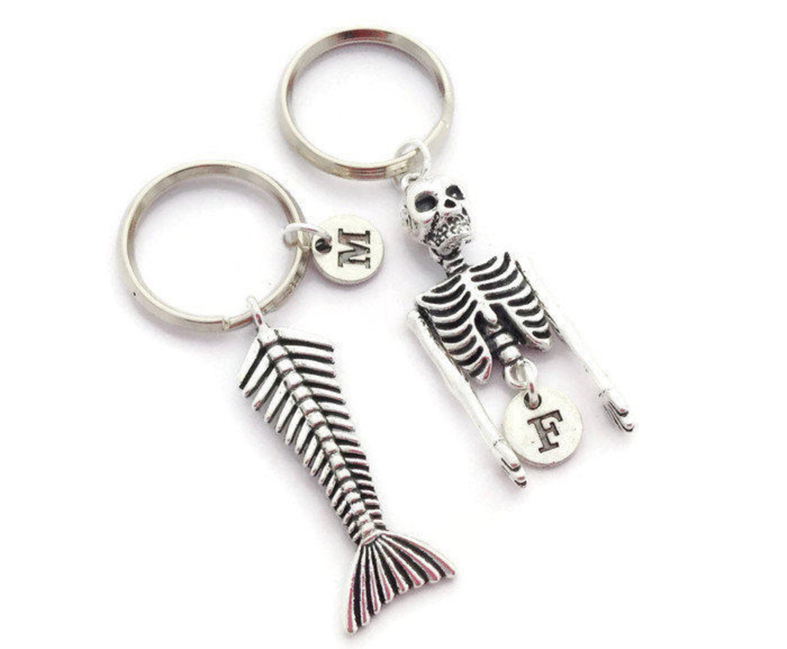 Mermaid Skeleton Keychains Set of 2 Keyrings Gothic | Etsy