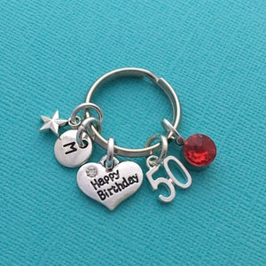 50th Birthday, Personalised 50th Keyring, Gift for Woman, Birthday ...