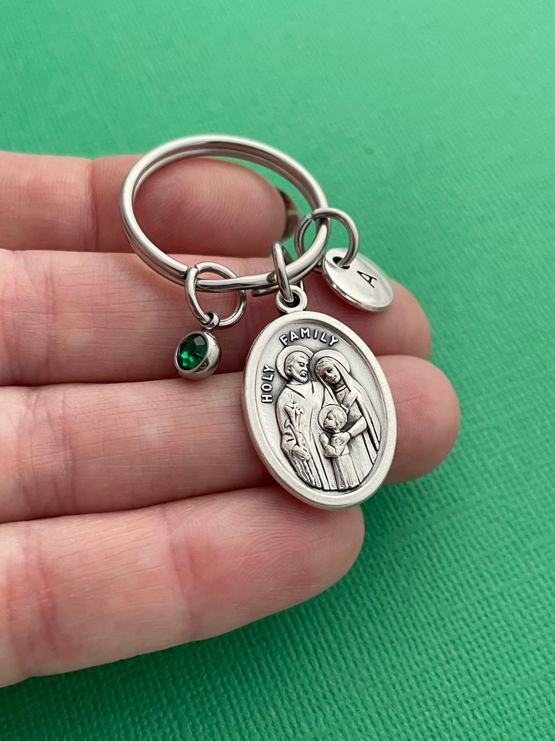 Holy Family Medal, Christian Keychain, Jesus Joseph Mary, Nativity ...