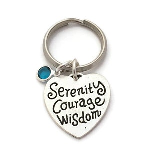 Serenity Courage Wisdom Keyring, Sobriety Keychain, Personalised With ...