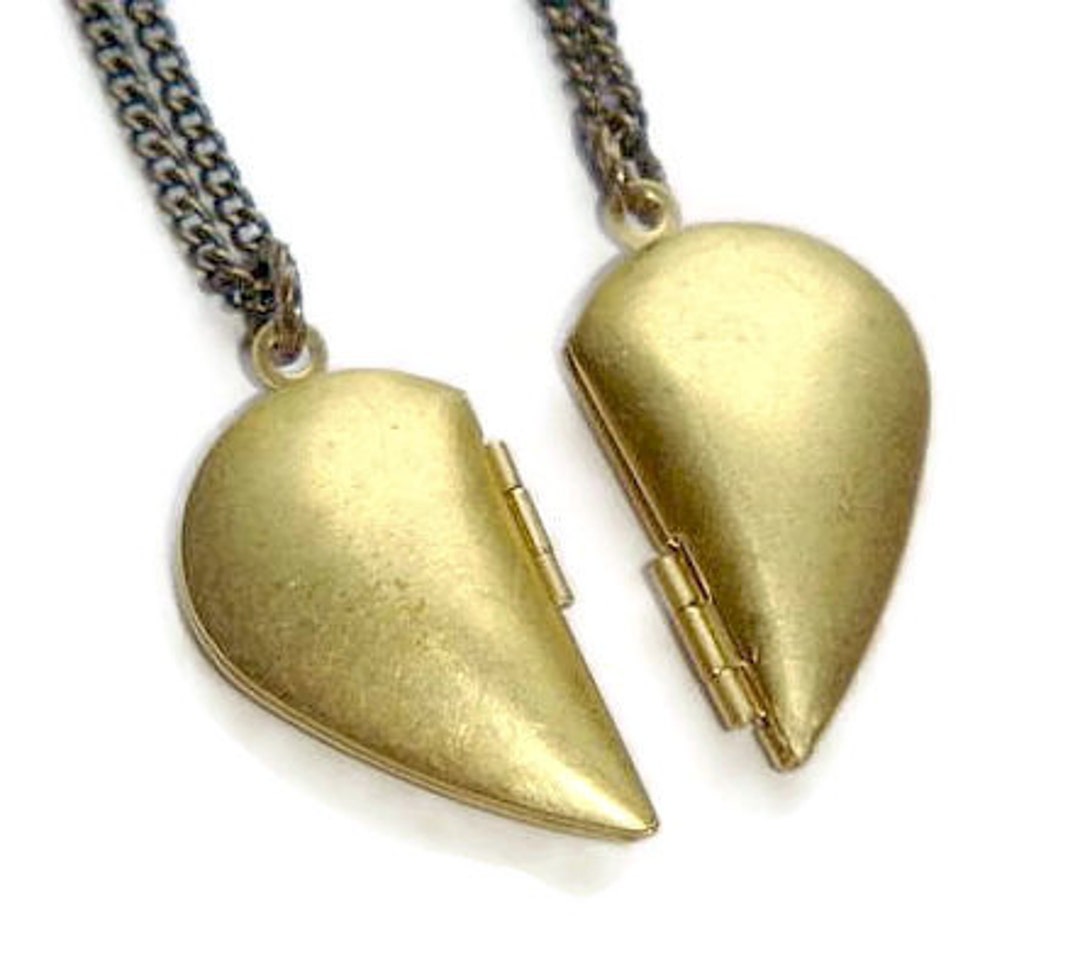 2 Half Heart Necklaces, Set of Lockets, Best Friends Jewelry, Gift for ...