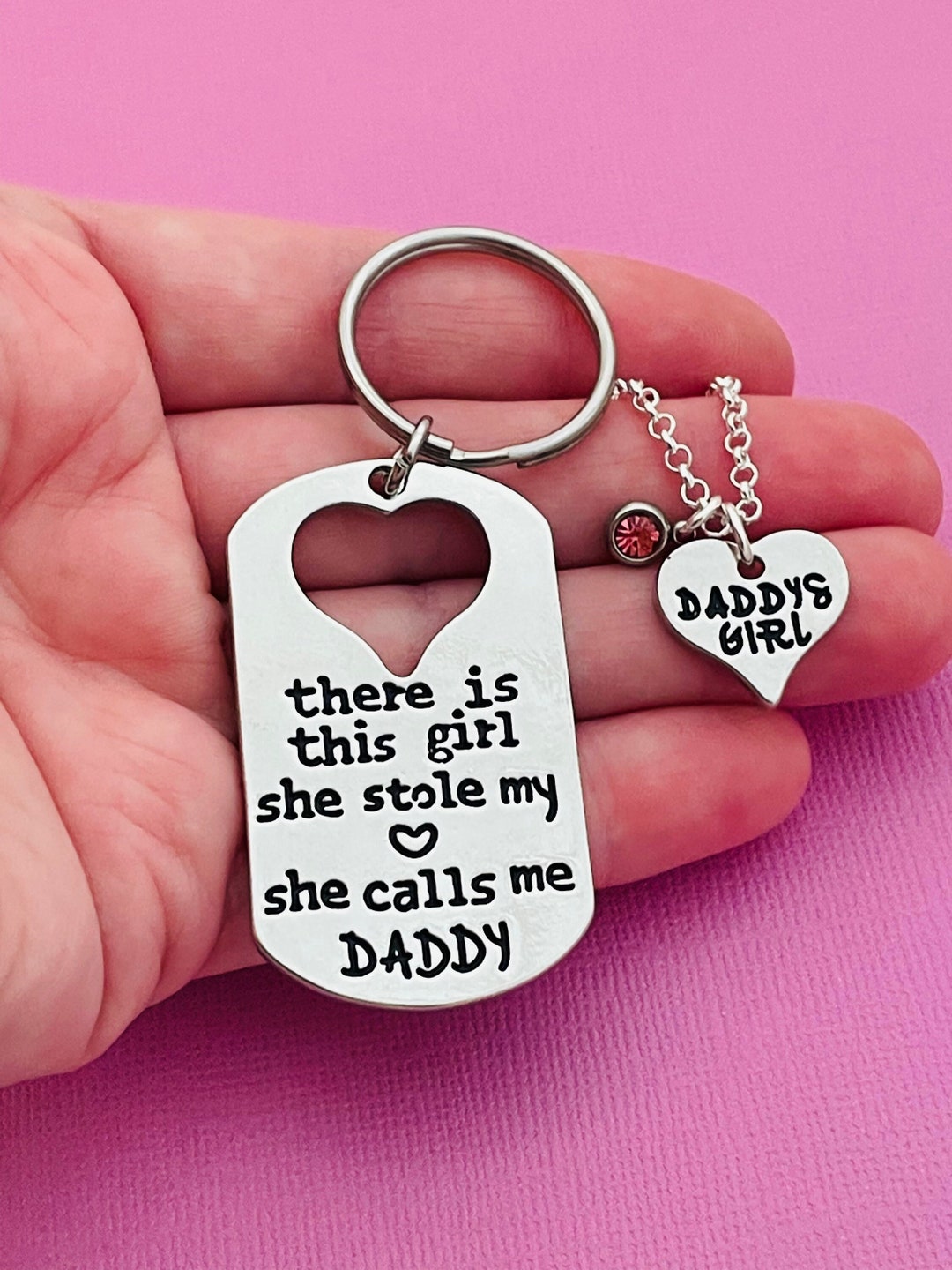 Father Daughter Set, Daddys Girl Necklace, Stole My Heart, Dad Keyring ...