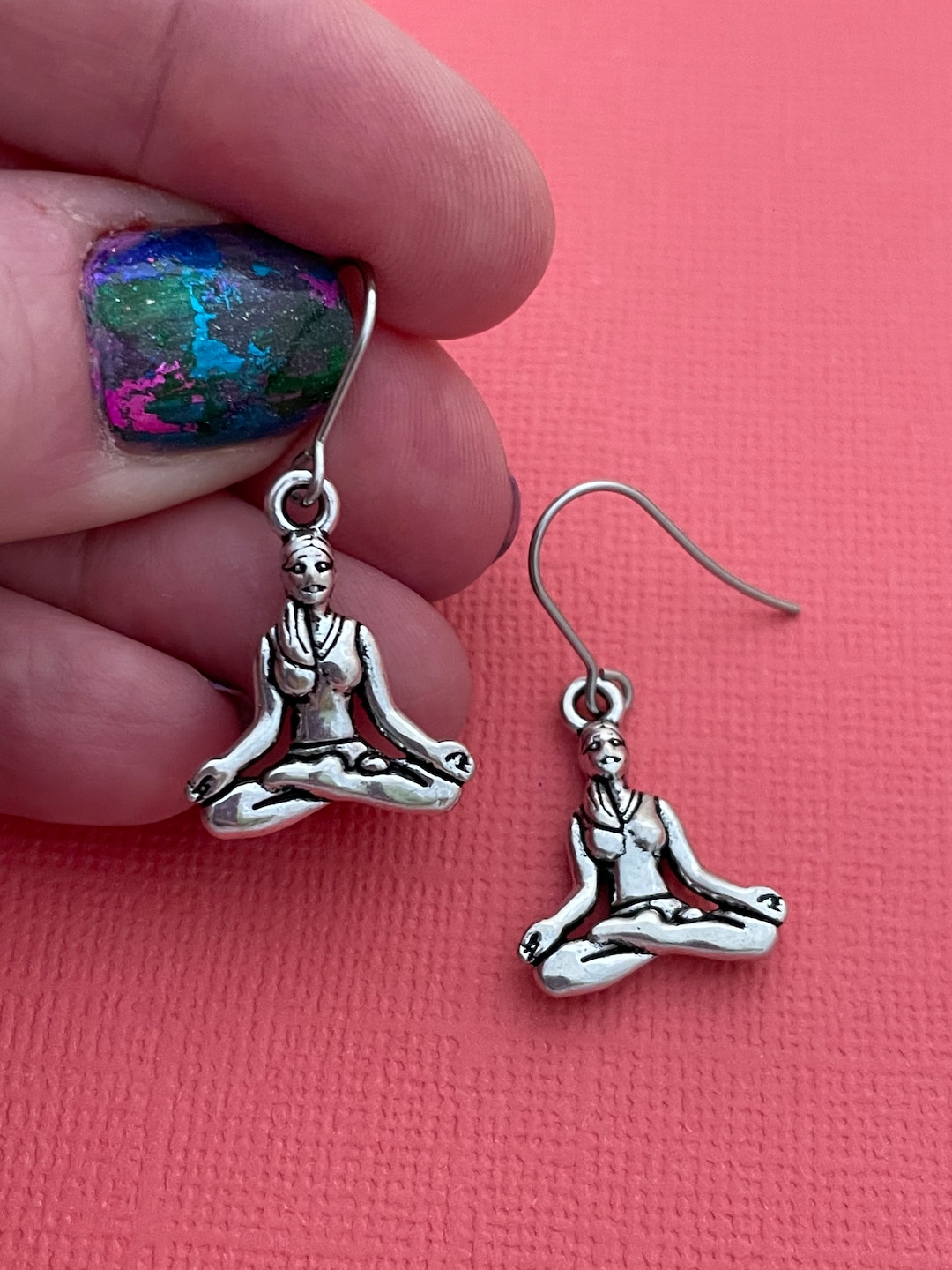 Yoga Earrings, Meditation Pose Charm Earrings, Gift for Pilates Teacher ...