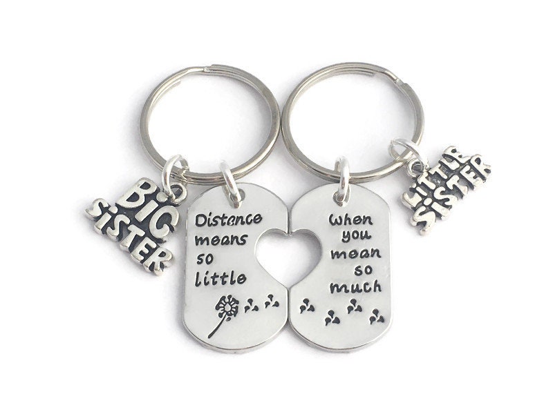 Sisters Keyring Set Big Sister Gift Little Sister Keychain | Etsy