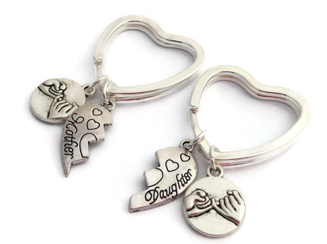 Mother and Daughter Keyrings Pinky Swear Keychains Silver | Etsy UK
