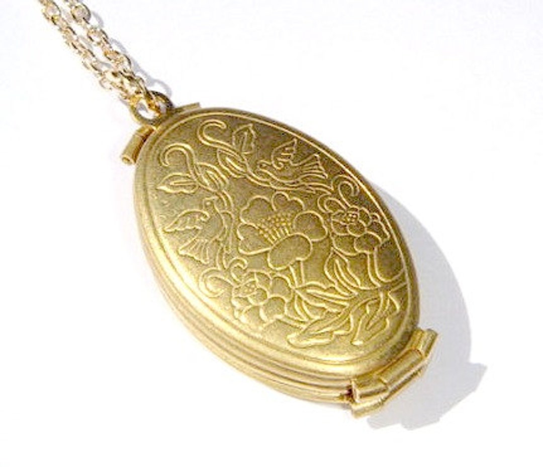 Folding Locket Necklace Foldable Pendant Oval Photo Box - Etsy