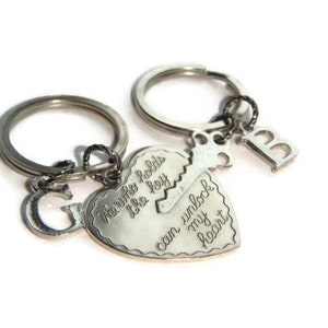 Anniversary Gift, His and Hers Keychains, 2 Keyrings, Husband & Wife ...