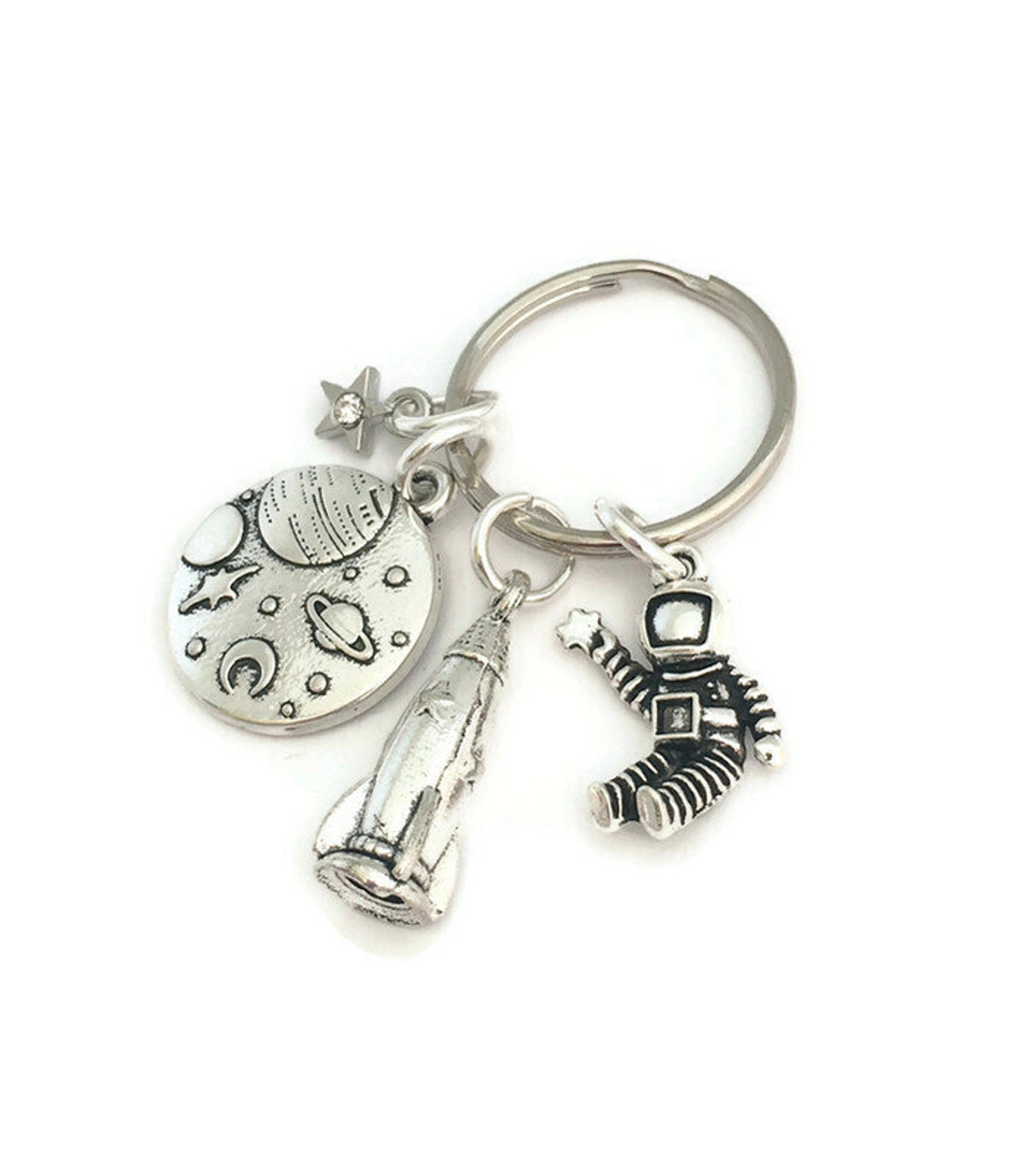 Space Keyring Astronaut Keychain Galaxy Gifts Astronomy - Etsy