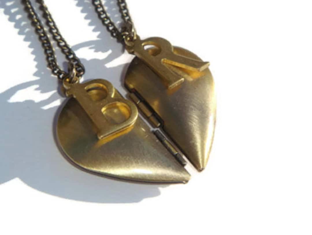 Friendship Necklaces, Half Heart Lockets, Initial Jewelry, 2 Sisters ...