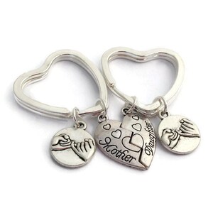 Mother and Daughter Keyrings Pinky Swear Keychains Silver | Etsy UK
